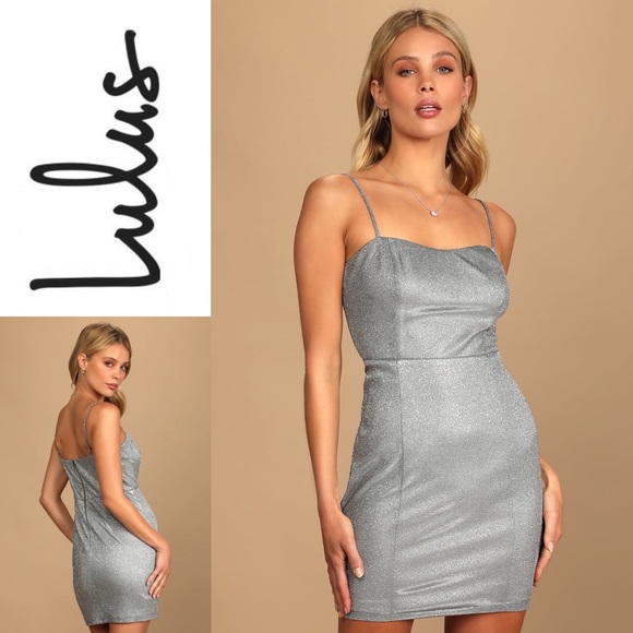 Lulus | Dresses | Nwt Lulus Spectacular Sensation Silver Glitter ...